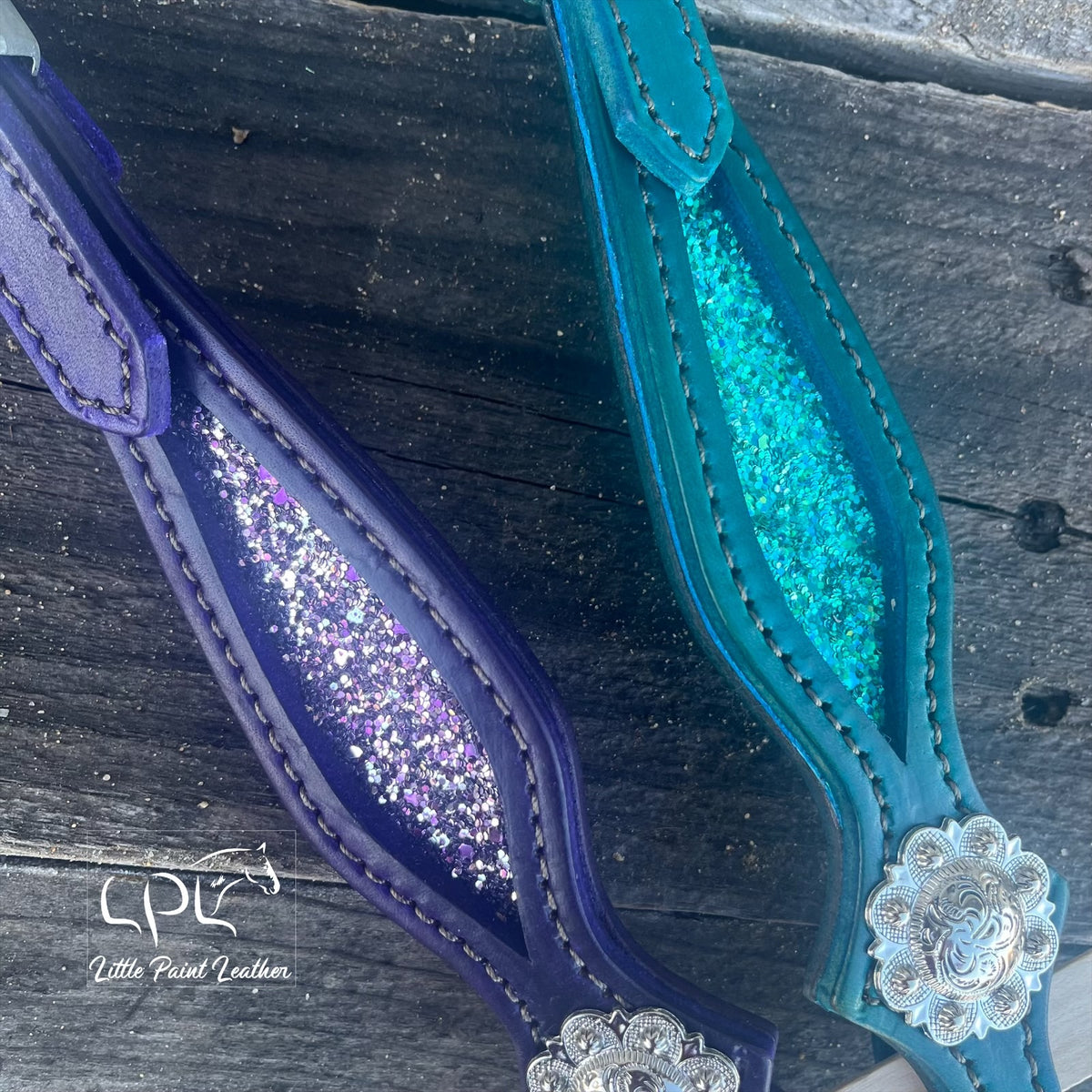 Purple & Teal Glitter Double Ear Headstall – Little Paint Leather
