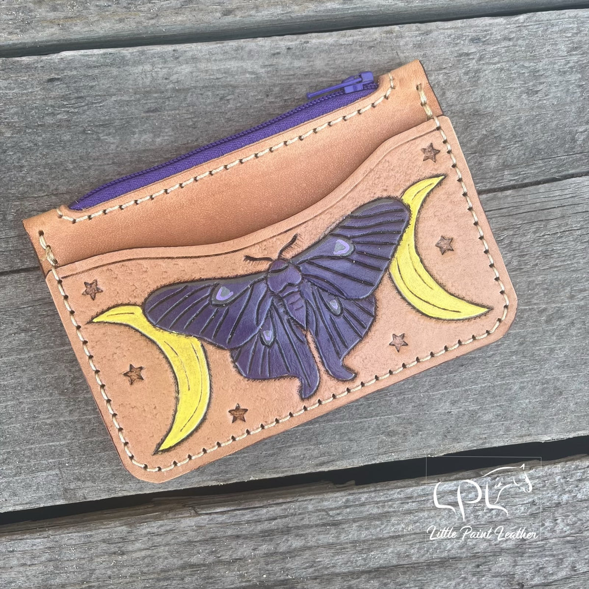 Moth Tooled Coin Pouch Wallet – Little Paint Leather